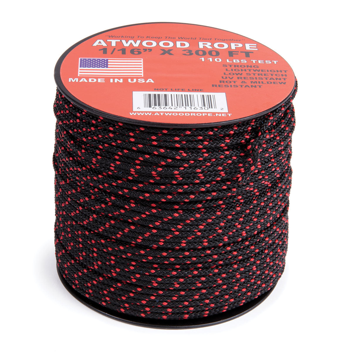 1/16 - Black w/ Red Tracer – Atwood Rope MFG