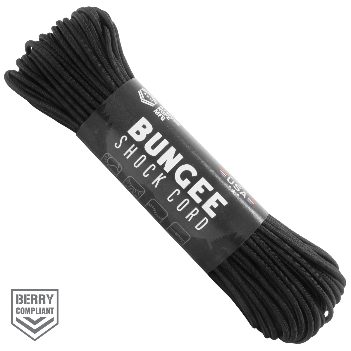 1/8 Bungee Shock Cord - Berry Compliant - Black – Atwood Rope MFG